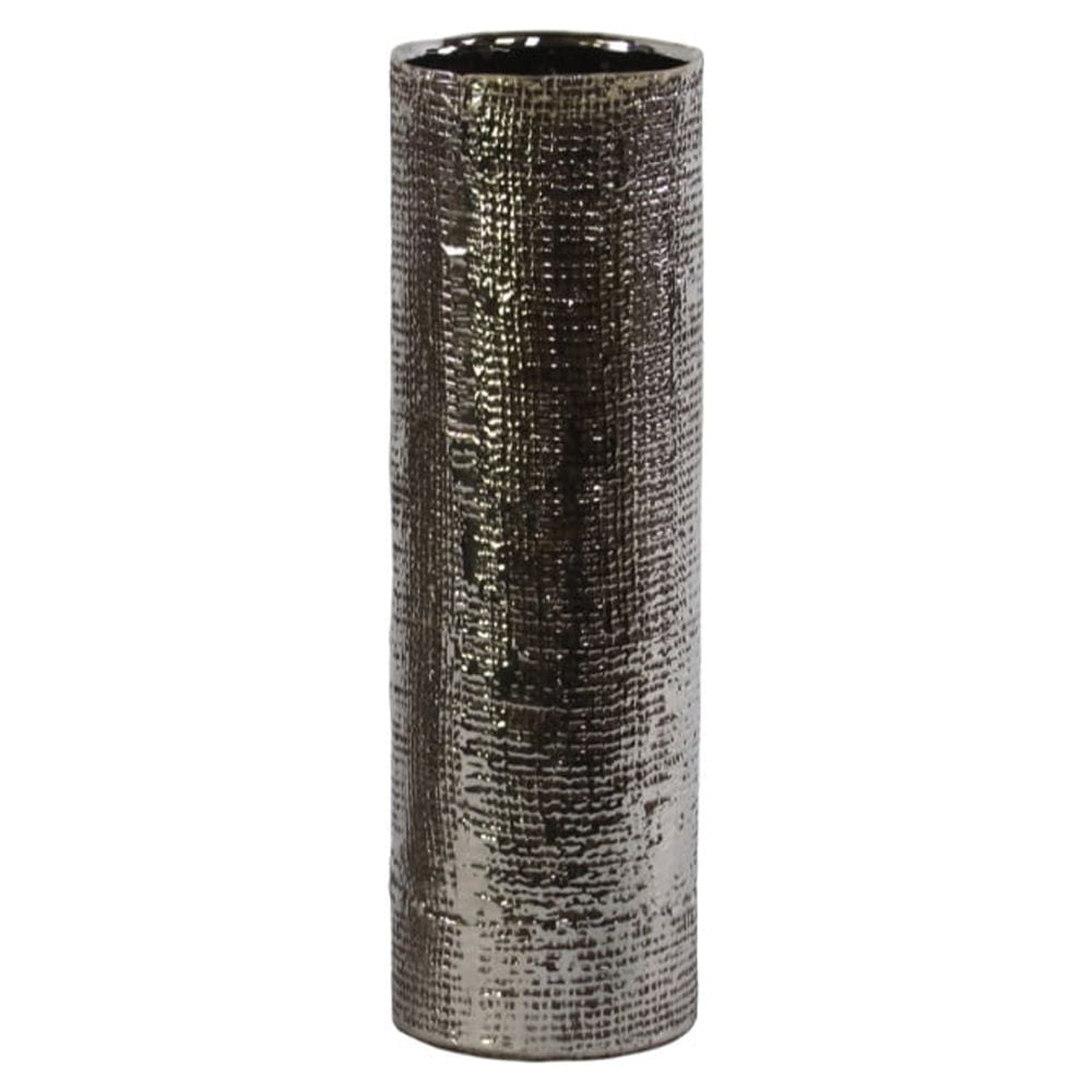Cylindrical Vase with Engraved Criss Cross Design Large- Silver ...