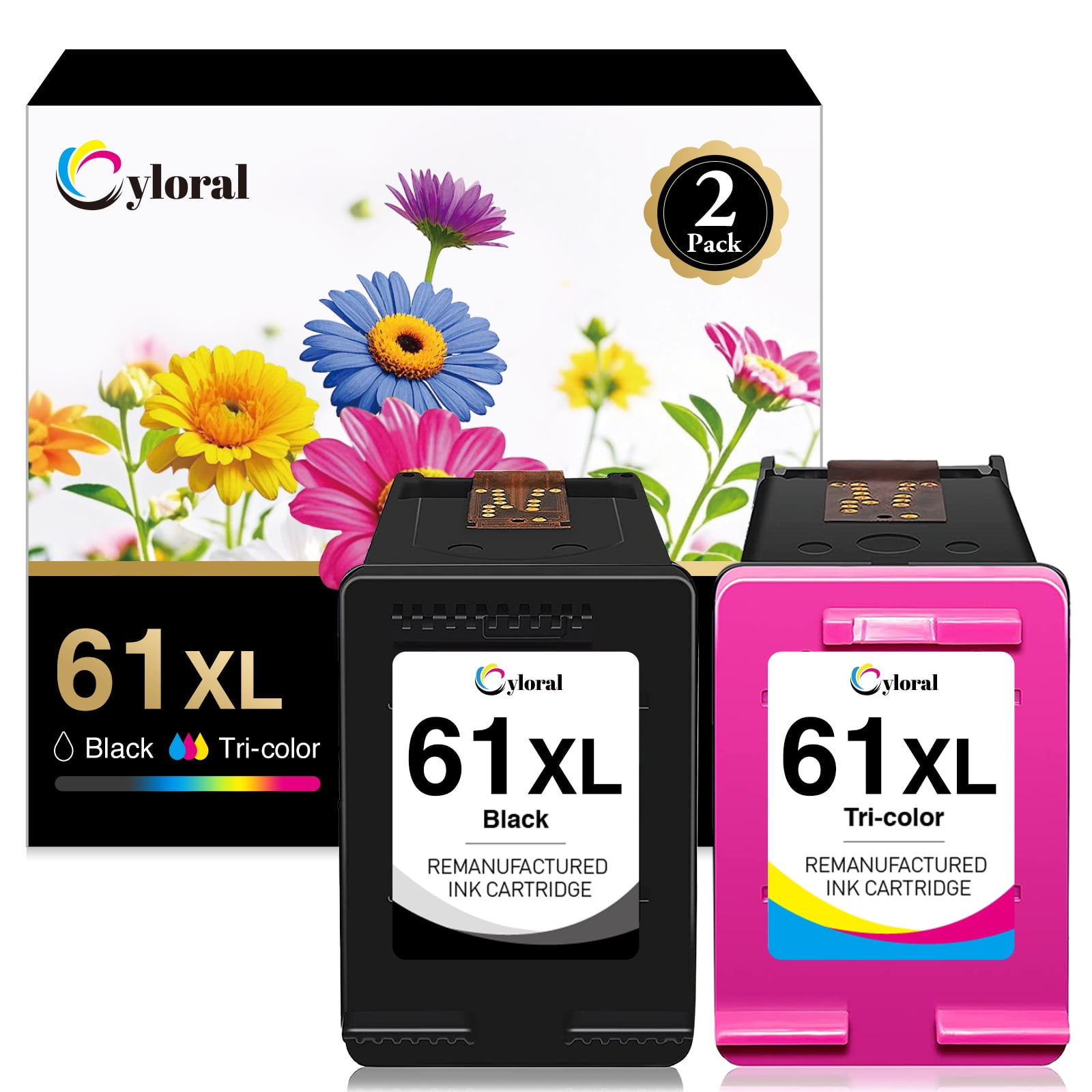 61XL Ink Cartridge Compatible with HP 61 Envy 4500 4501 5530 Officejet ...