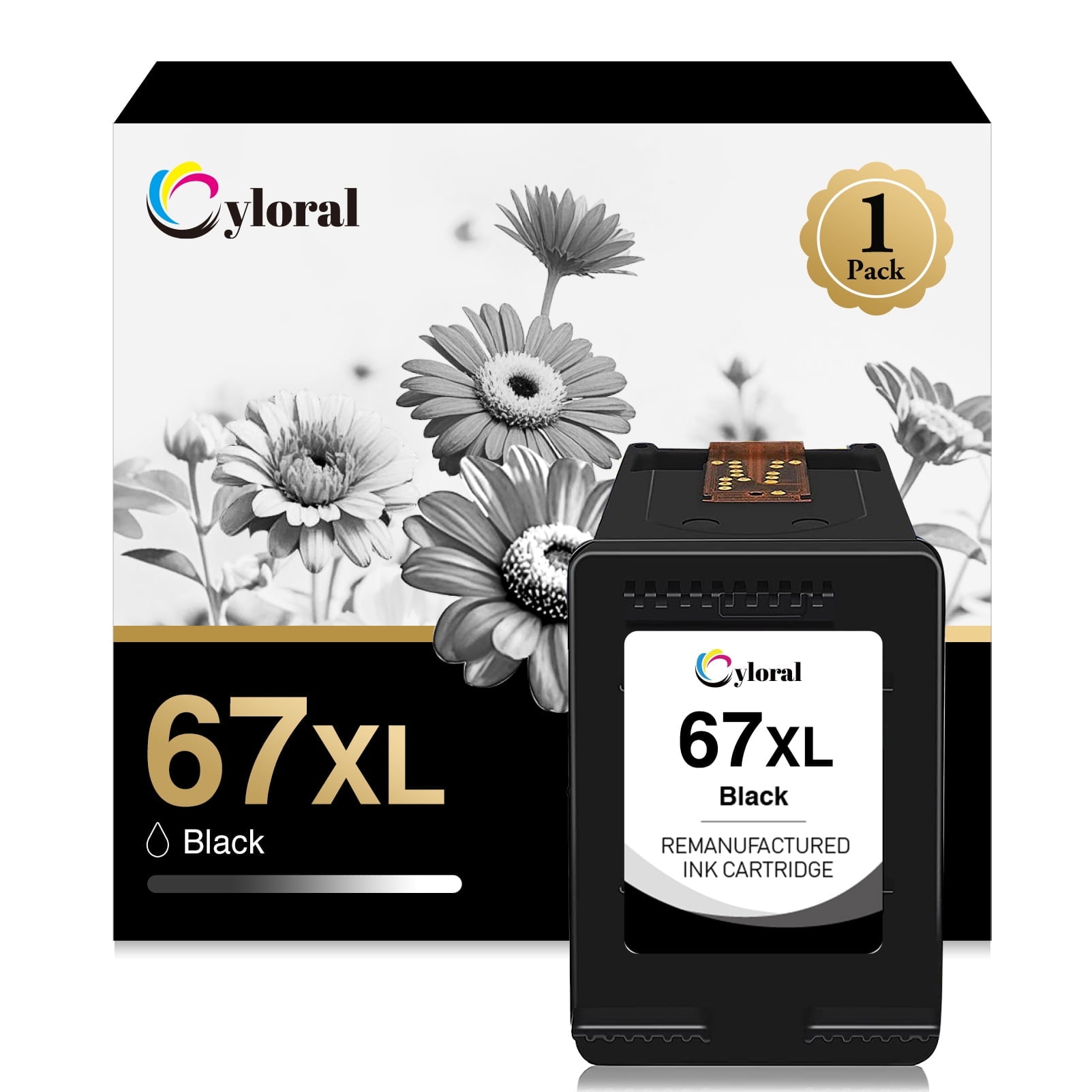 Cyloral 67XL Black Ink Cartridge Compatible with DeskJet 2800e 2855e ...