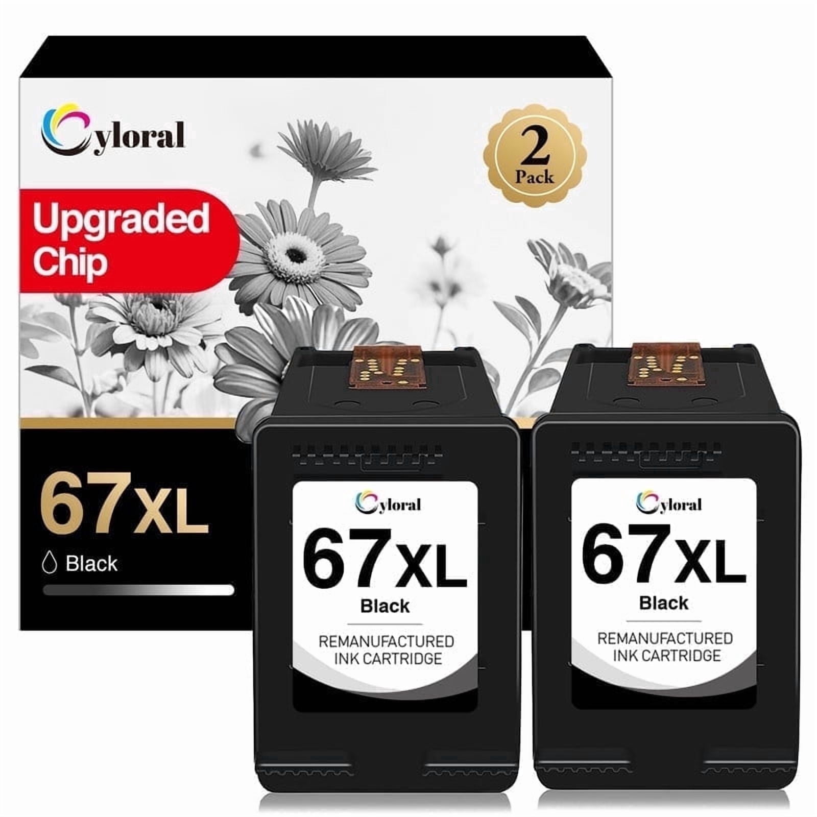67XL Ink Cartridges 2 Black Compatible with 67 Black Ink Cartridge ...