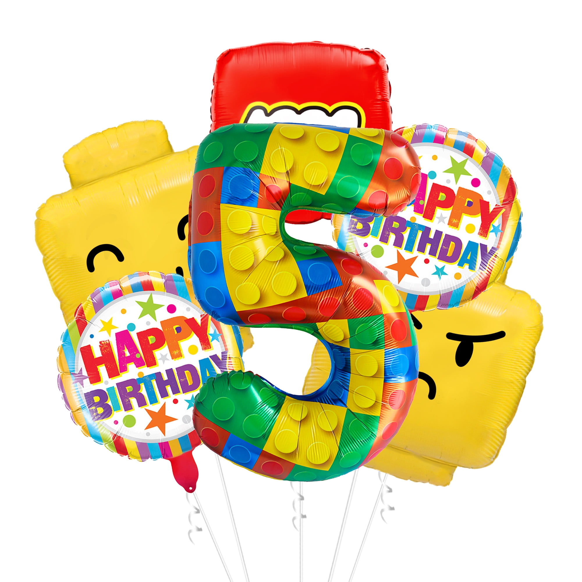 CYMYLAR 32-inch Multicolor Birthday Block Balloon Set for 5th Birthday ...