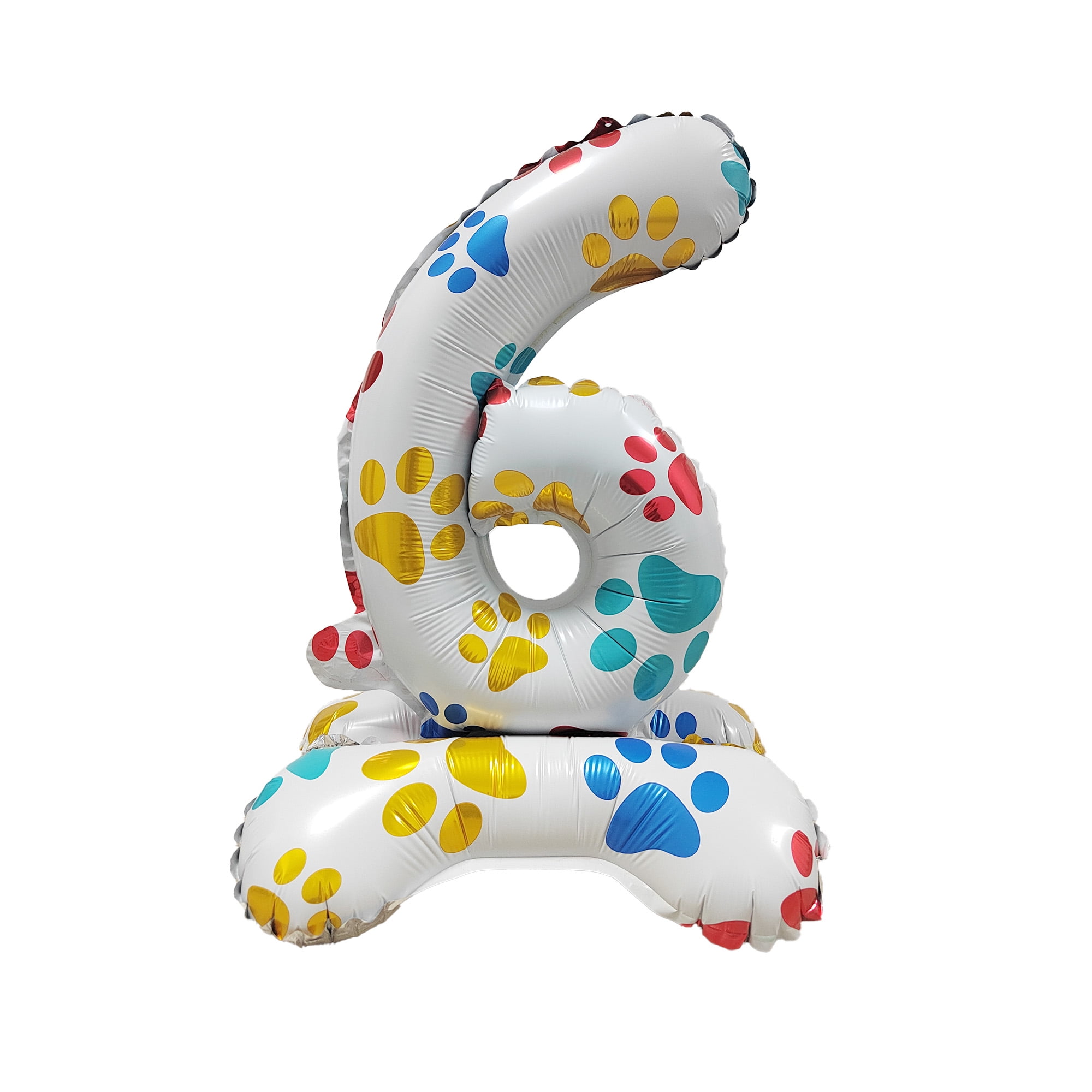 Cymylar Number 6 Balloon,Dog Paw Print Balloon, 16-inch Multicolor Dog ...