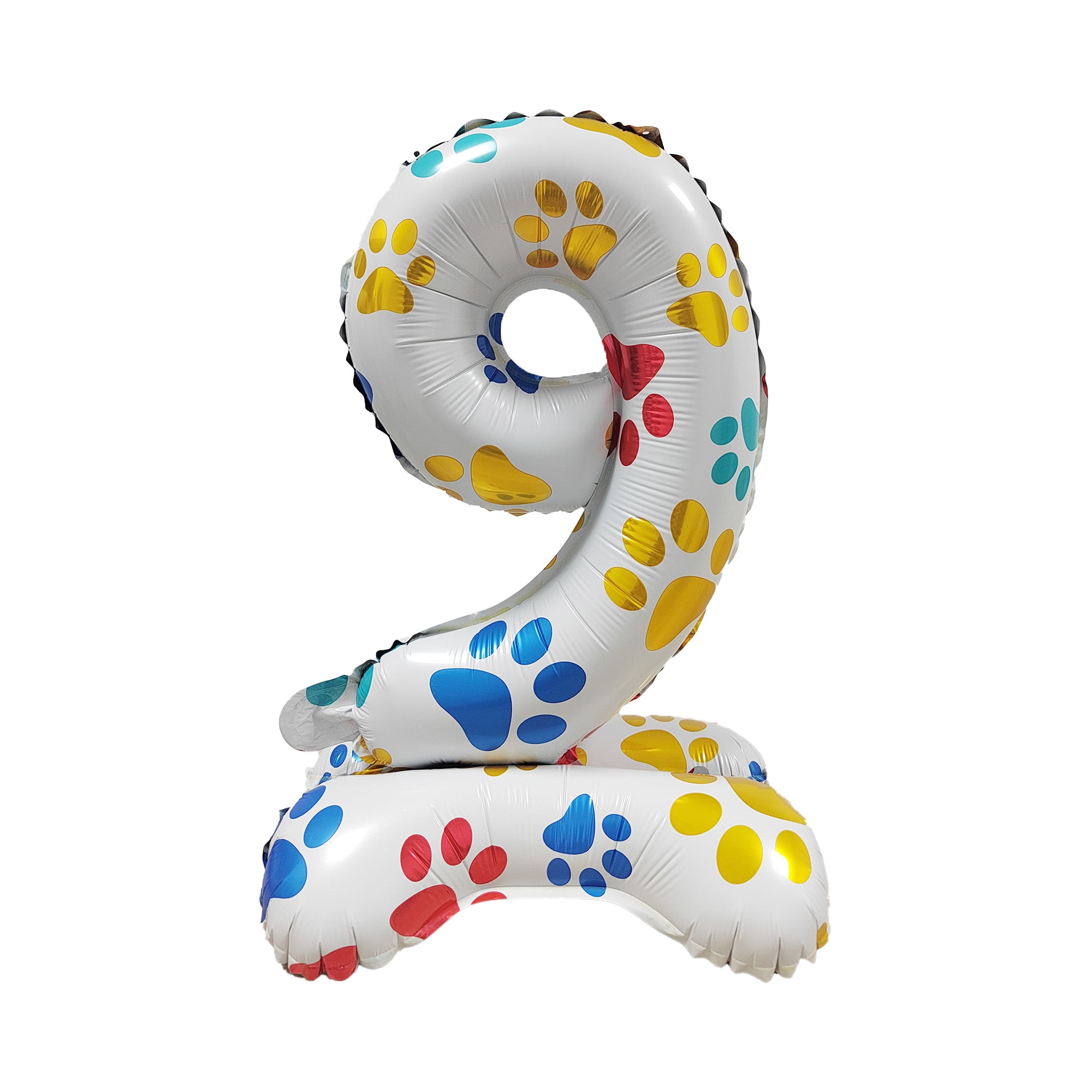 Cymylar Standing Base Number Balloons 9,16-inch Multi-Color Dog Paw ...