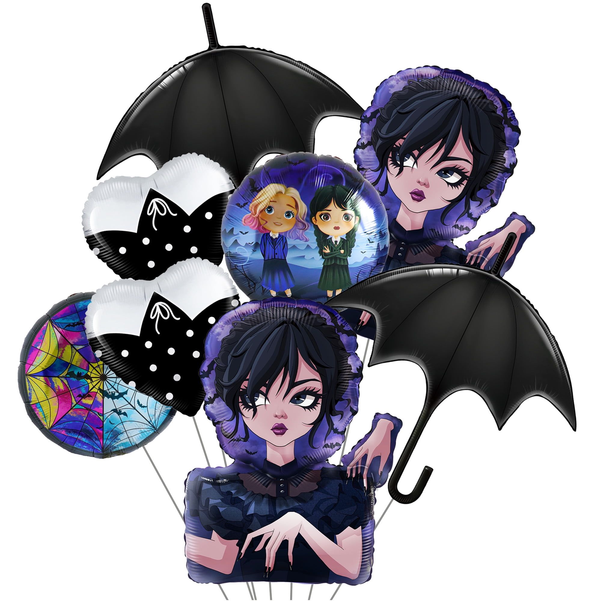 Cymylar Wednesday Addams Balloons, Black Wednesday Birthday Party ...