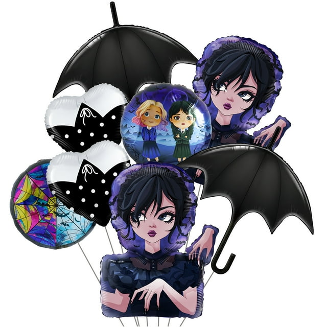 Cymylar Wednesday Addams Balloons, Black Wednesday Birthday Party ...