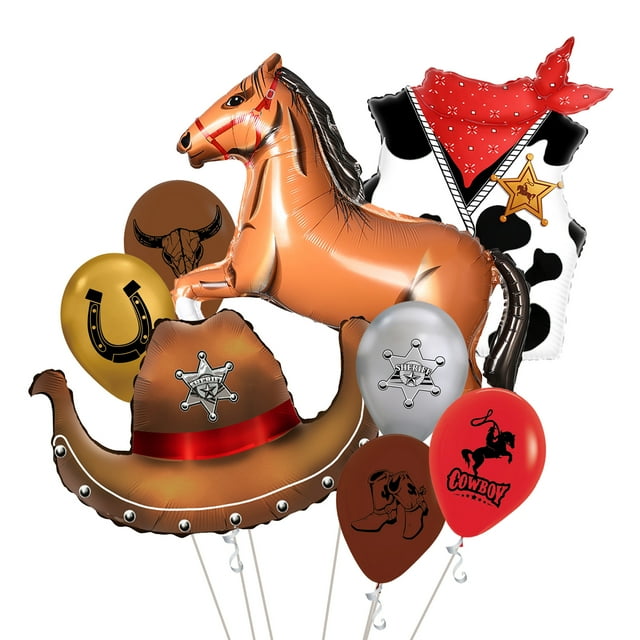 Cymylar Western Cowboy Vest Hat Foil Balloon, Brown Horse Race Theme ...