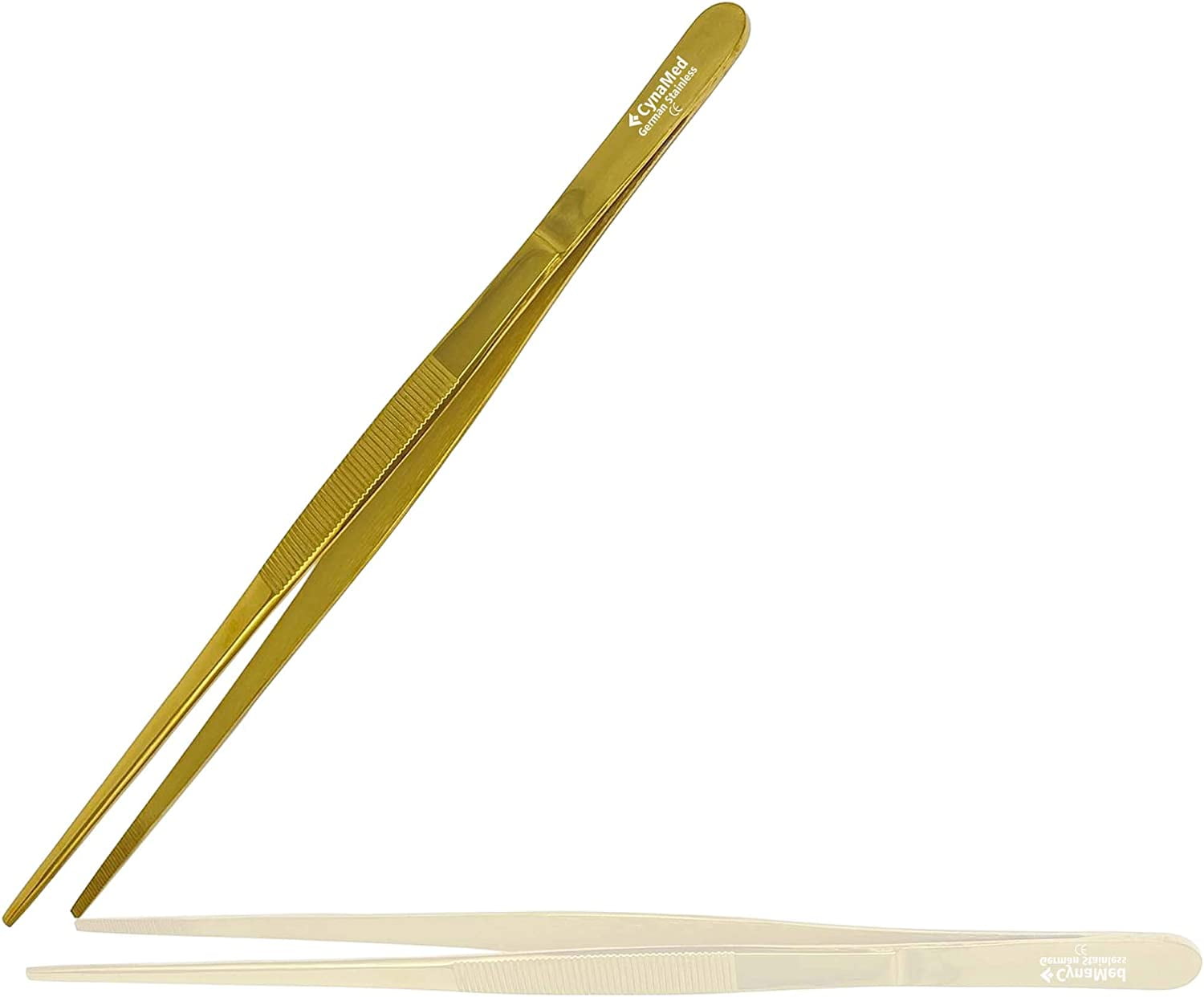 Cynamed 10” Kitchen Premium Tongs Tweezers Stainless Steel, Long with ...
