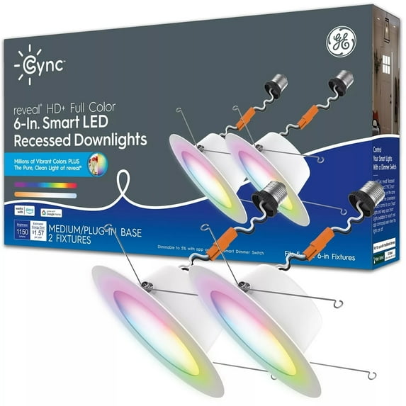 Cync Full Color Smart RGB Changing LED Lighting Recessed Ceiling Can ...