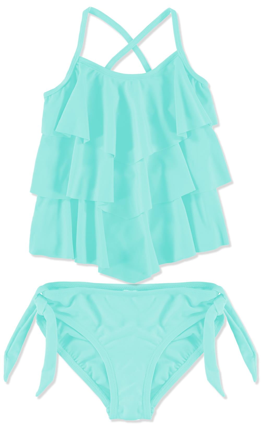 Cyndeelee Girls 4-14 Solid Tiered Tankini Swim Set - Walmart.com