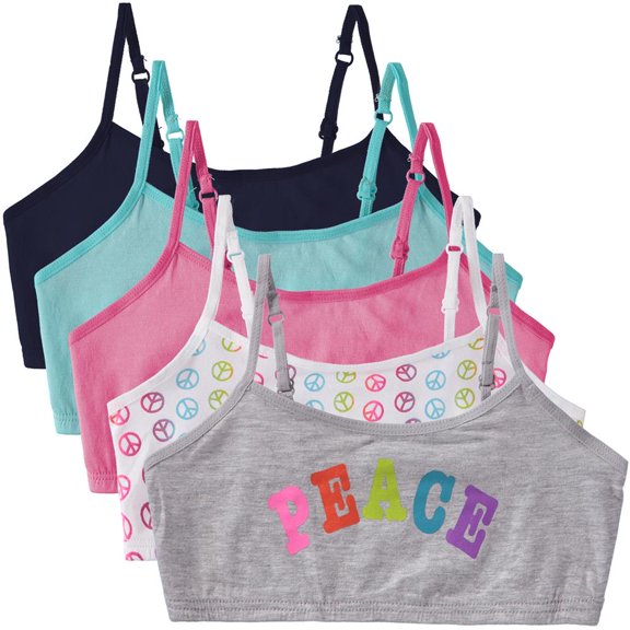 Sweet N Sassy Girls Cotton Spandex Training Bra, 5 Pack, Cami Bralette ...