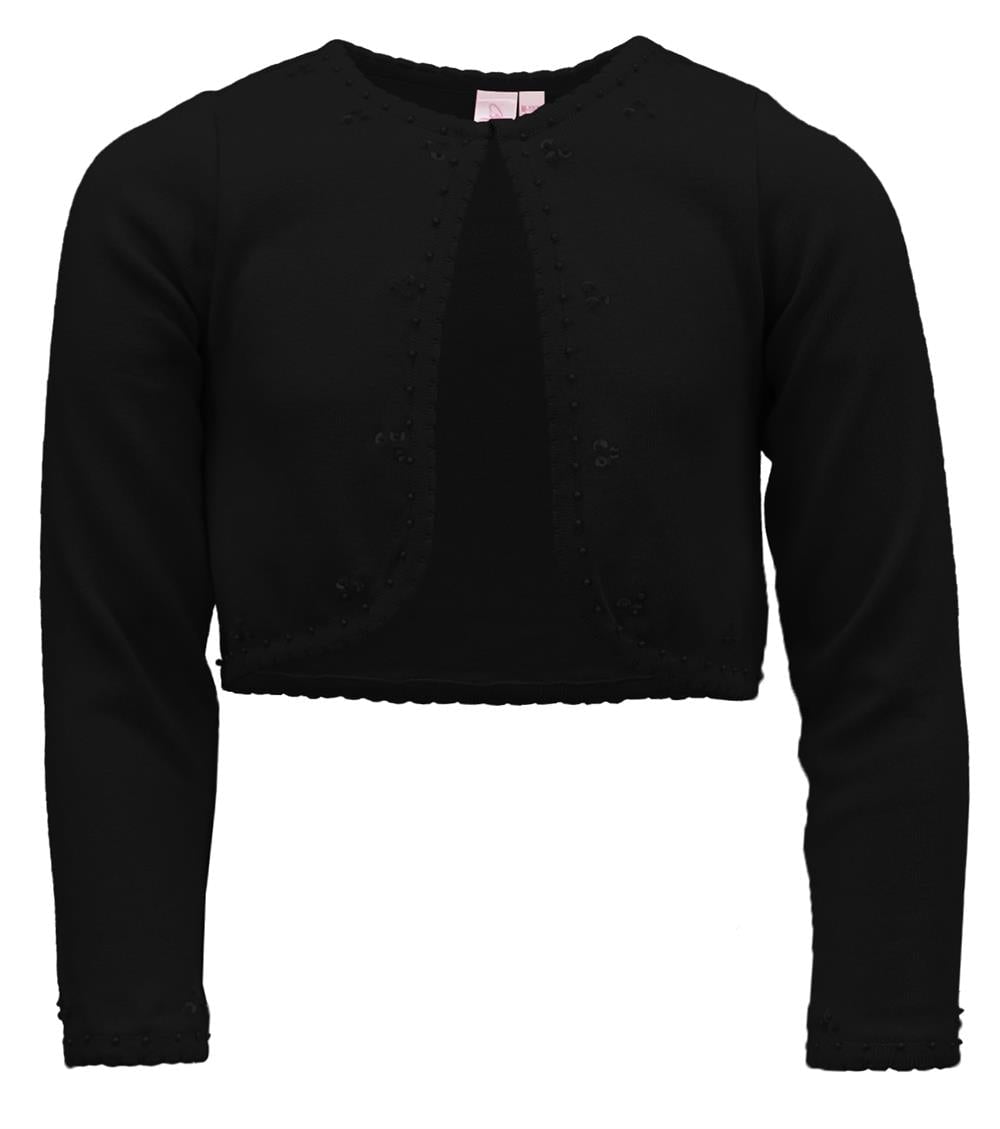 Cyndeelee Girls Long Sleeve Beaded Sequin Scallop Trim Bolero Cotton ...