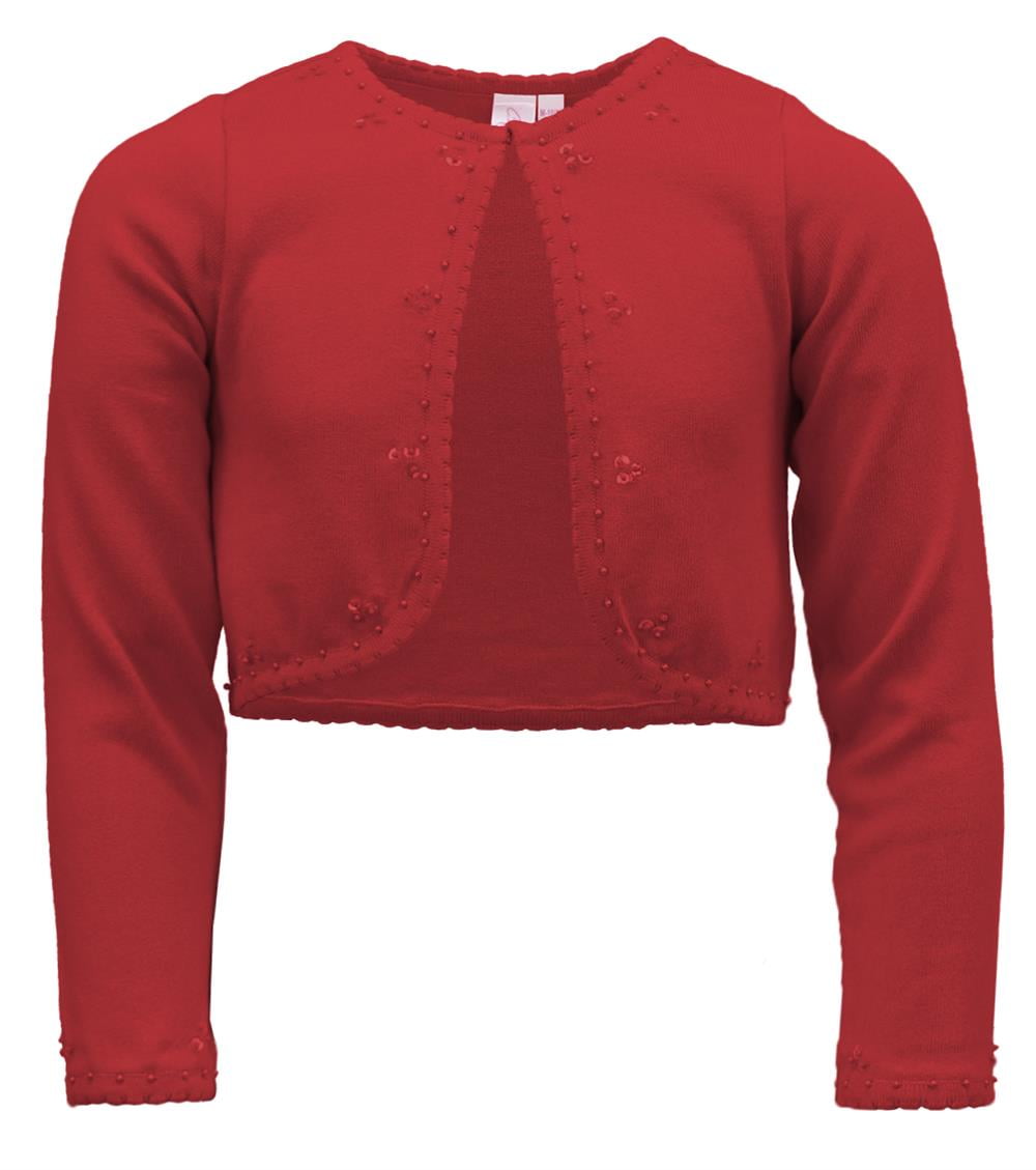 Cyndeelee Girls Long Sleeve Beaded Sequin Scallop Trim Bolero Cotton ...