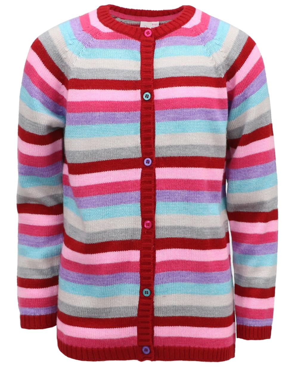 Cyndeelee Girls Long Sleeve Stripe Knit Button Up Crewneck Cardigan ...
