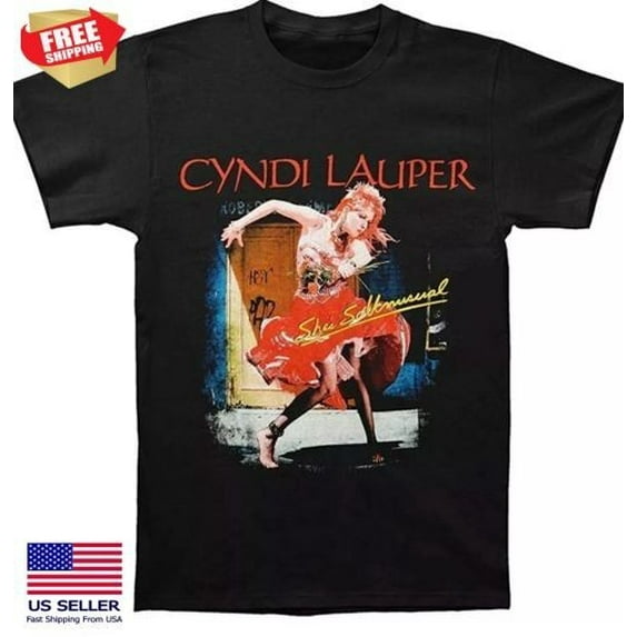 Cyndi Lauper Shes So Unusual Tour Dated Black T-Shirt S-5XL - Walmart.com