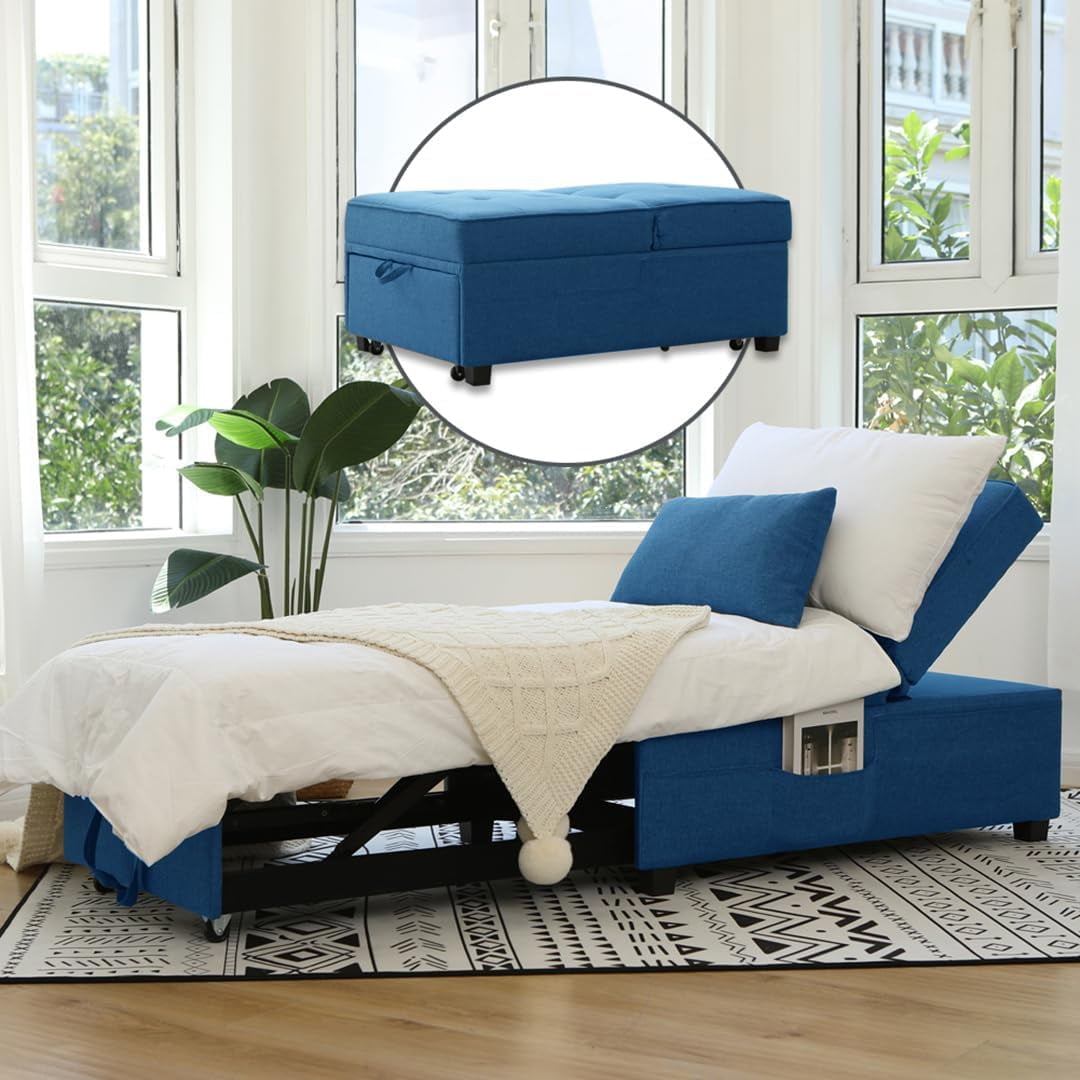 Cynefin Futon Chair with Lumbar Pillow and 3 Side Pockets, Convertible ...