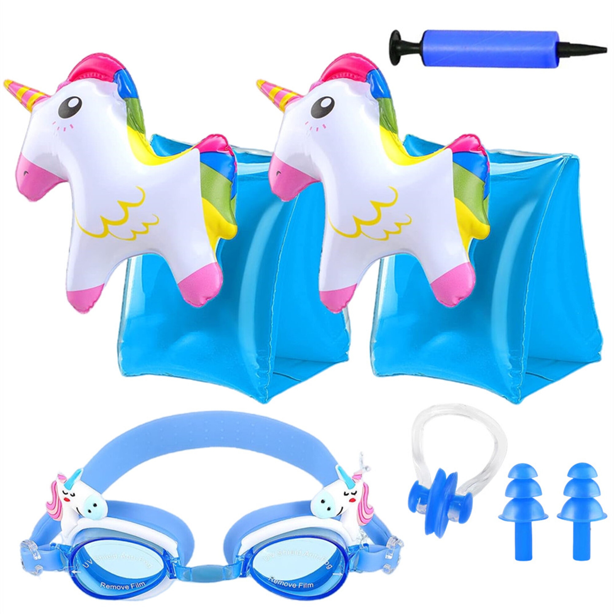 Cyninesm Arm Floaties for Kids Unicorn Swim Arm Bands with Swimming Goggles Set Swim Trainer ...