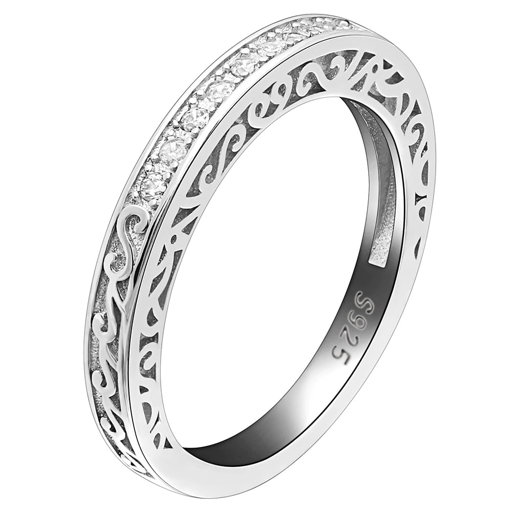 Cynthia Clear Cz Sterling Silver Anniversary Ring Wedding Band Women ...