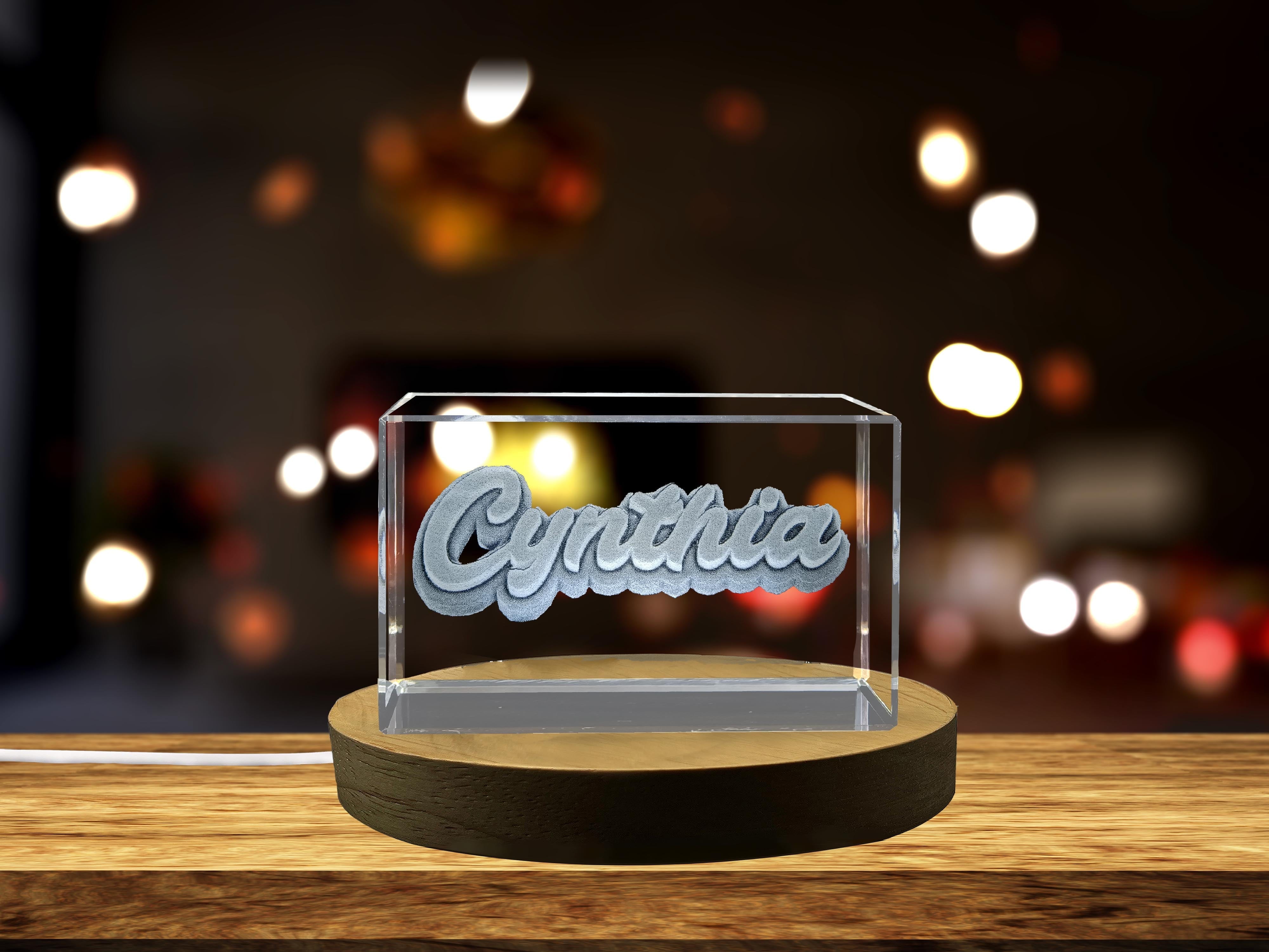 Cynthia | Names Art 3D Engraved Crystal - Walmart.com