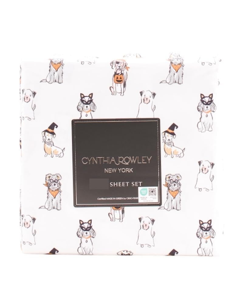 Cynthia Rowley New York Halloween Sheet Set Halloween Pups, Queen ...