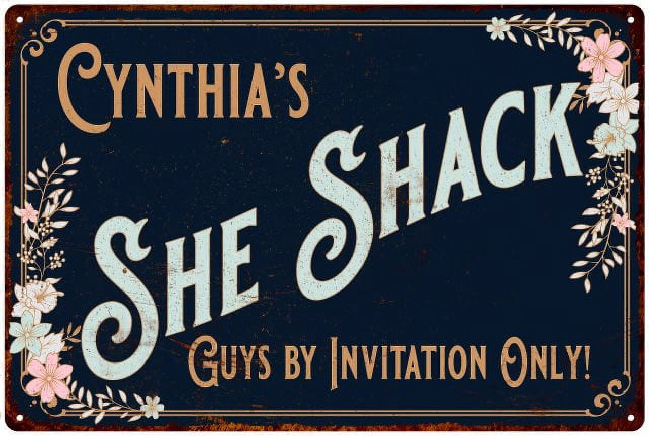 Cynthia's SHE SHACK Sign Metal Shed Tin Metal Wall Decor 8 x 12 Matte ...