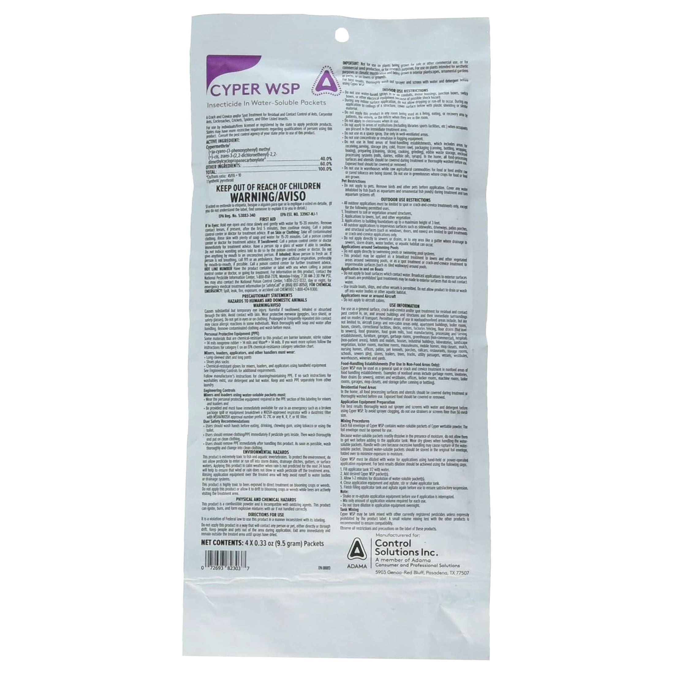 Cyper WSP Water-Soluble Insecticide Packets: Outdoor Pesticide & Mite ...