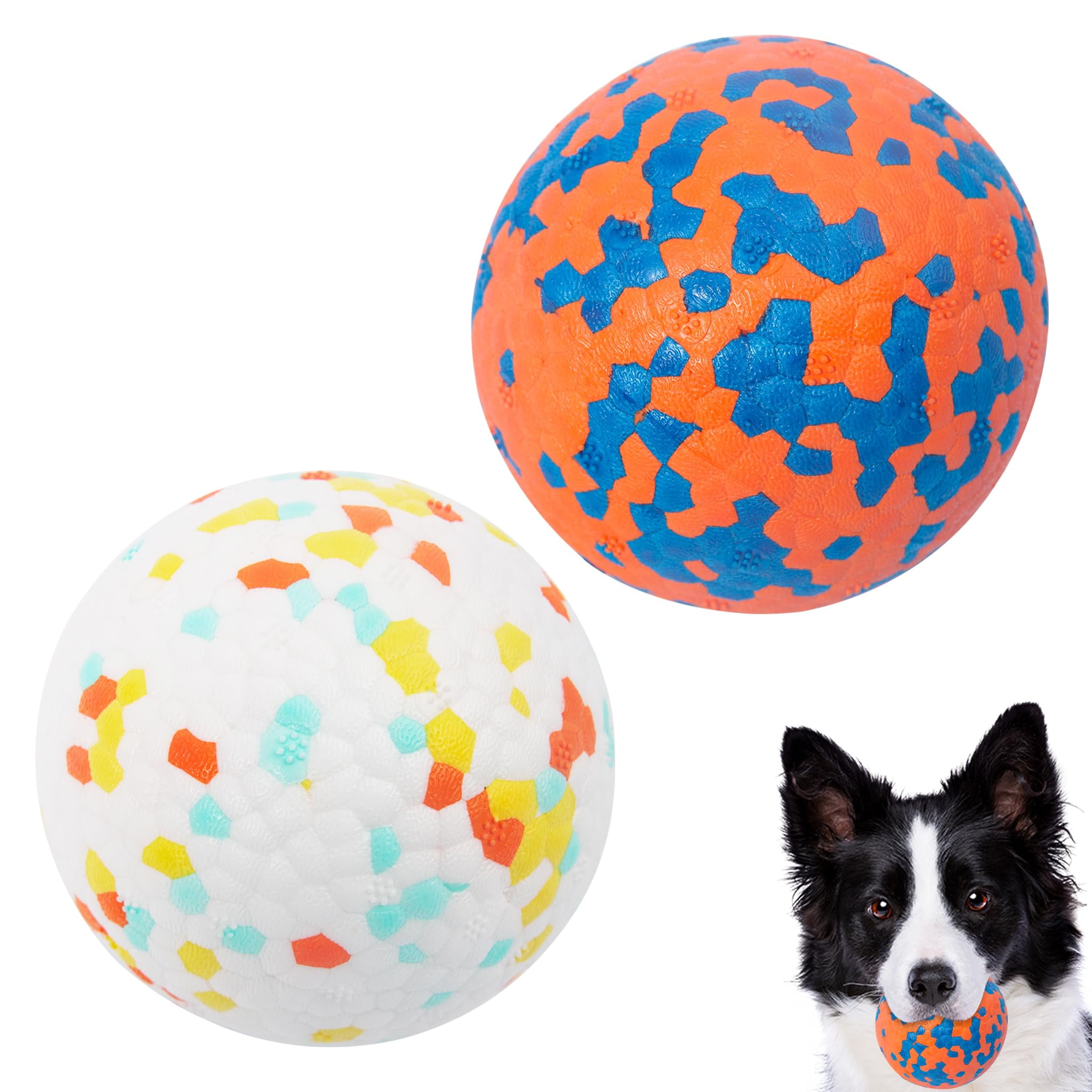 CyperGlory 2 Pack Indestructible Dog Tennis Balls for Aggressive ...