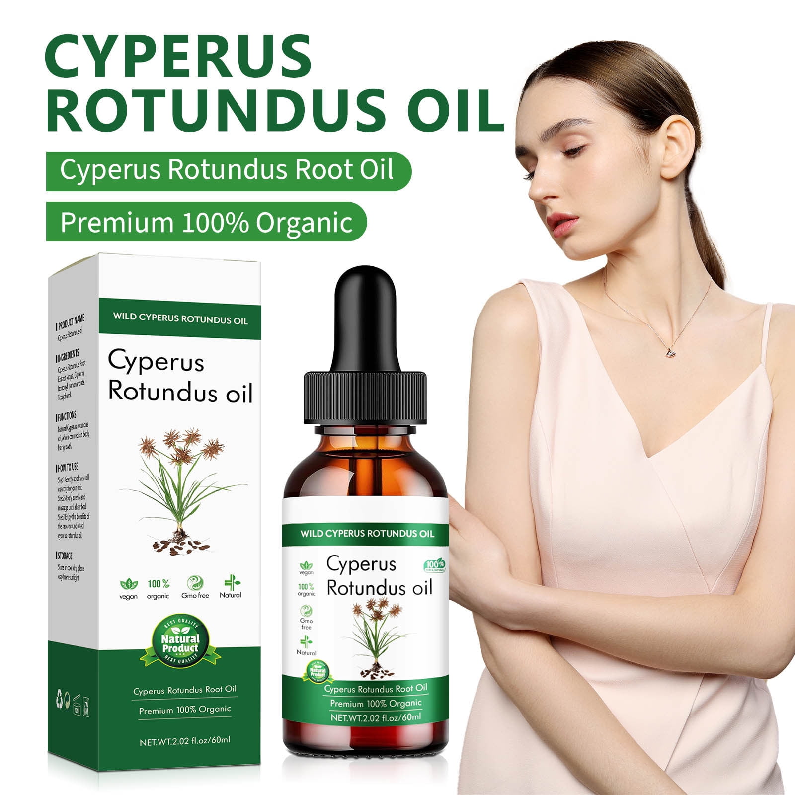 Cyperus Rotundus Oil - 100% Cyprus Oil Natural Nut Grass Oil for Reducing Body Hair Growth ...