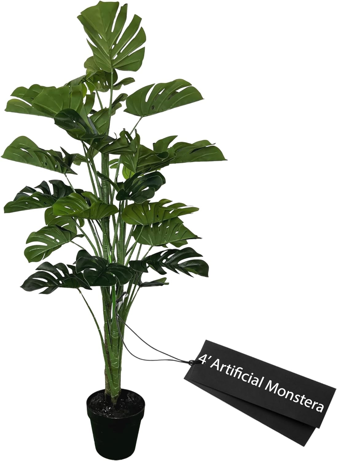 Tropical 4' Artificial Monstera Plant, Artificial Tree, Green, Cypress ...