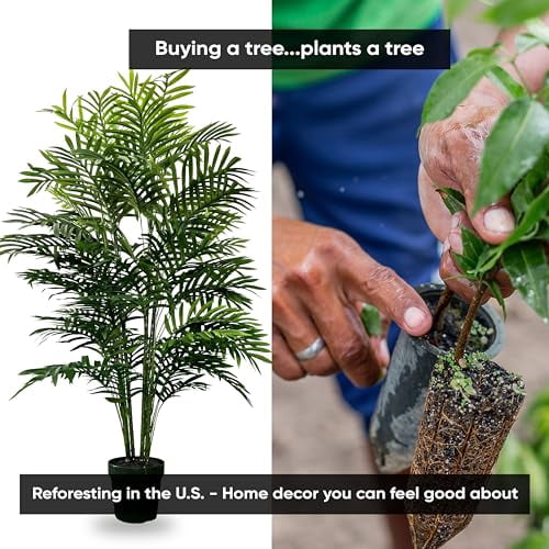 Cypress & Alabaster 5ft Artificial Phoenix Palm Plant, Handmade ...