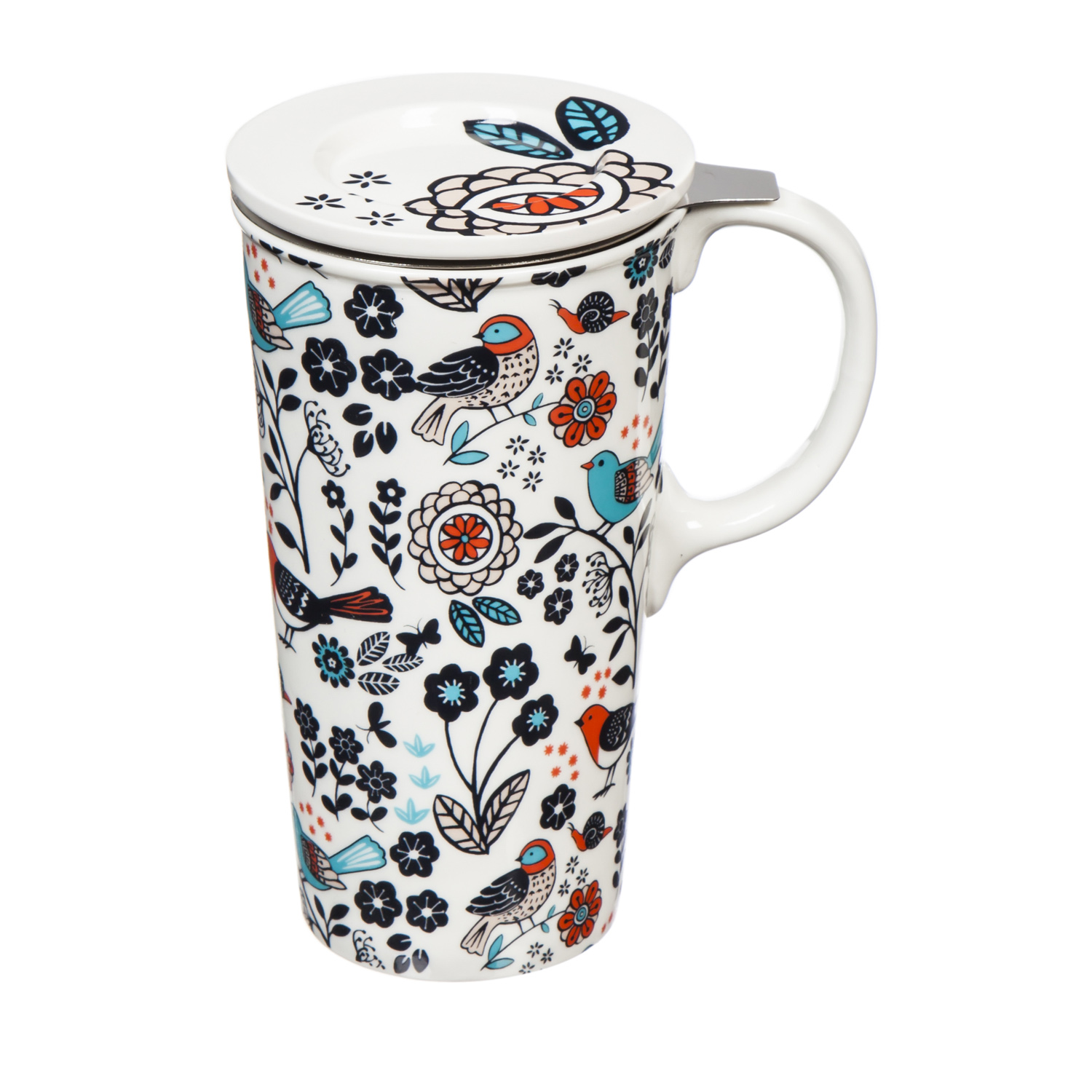 Cypress Double Wall Ceramic Cup w/ Infuser & Lid, Madera Bird - Walmart.com