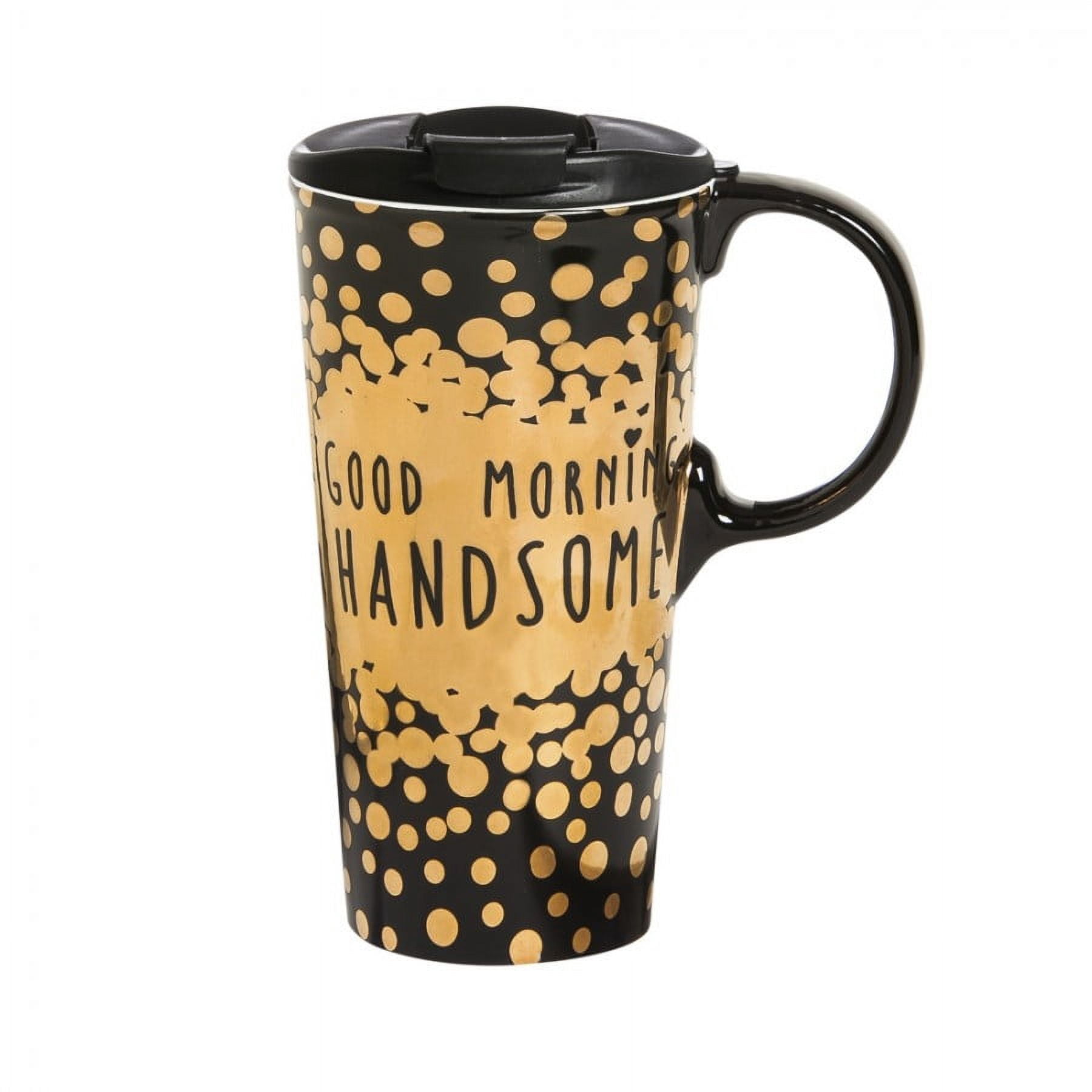 Cypress Home Good Morning Handsome Ceramic Travel Coffee Mug, 17 ounces ...