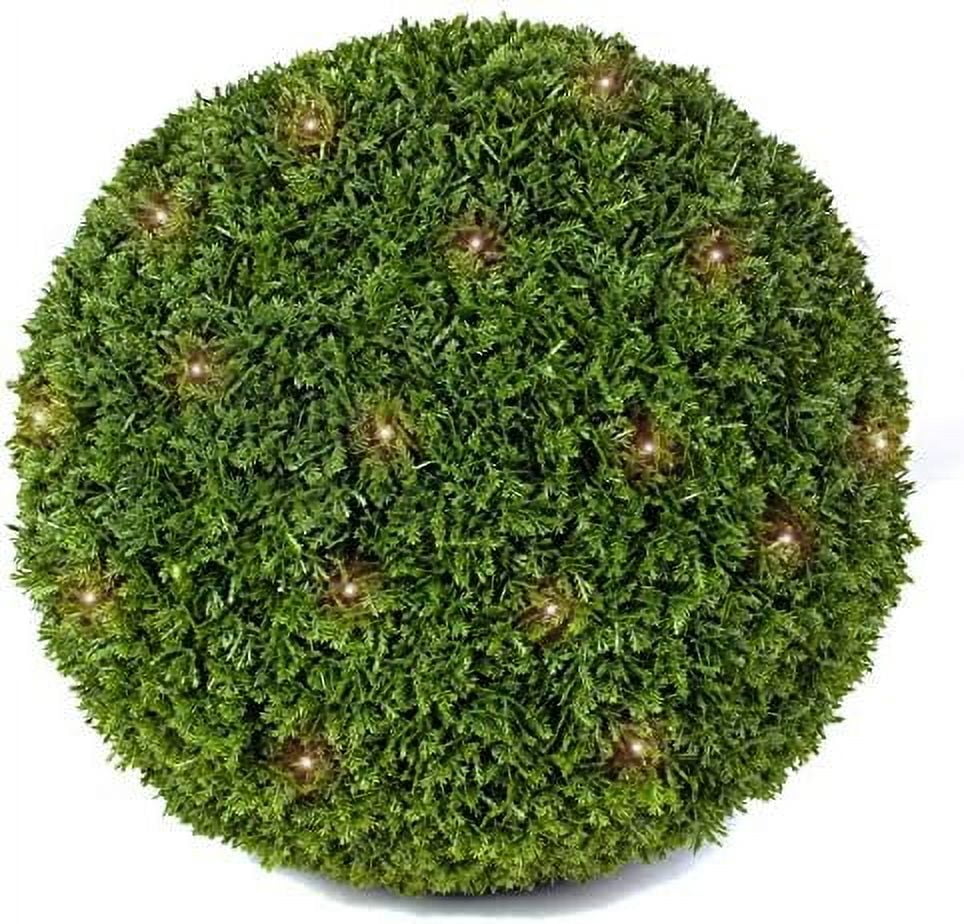 Cypress Lighted Topiary Ball - 15" Artificial Pre-Lit Christmas Topiary ...