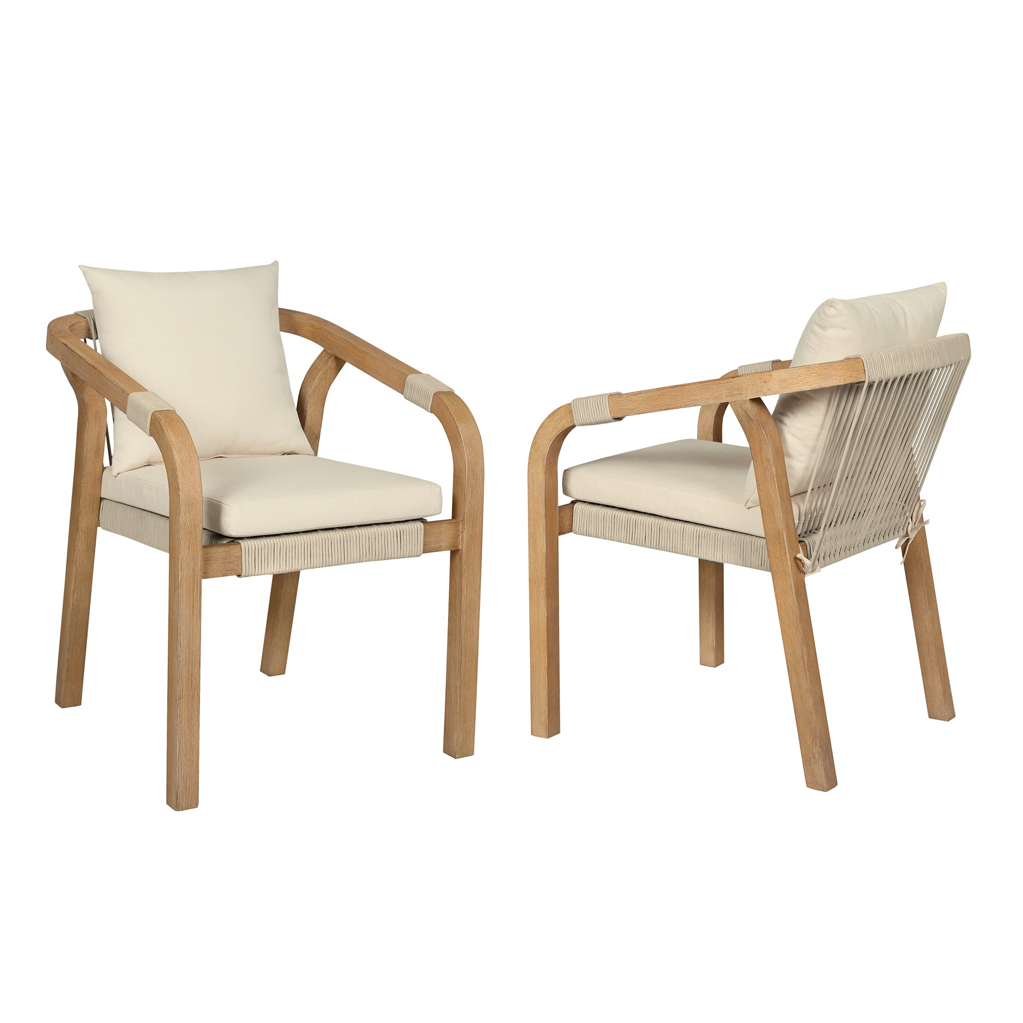 Cypress Outdoor Patio Dining Chair in Blonde Eucalyptus Wood and Light ...