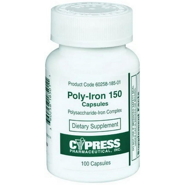 Cypress Poly Iron 150mg Capsules - Strong Blood Builder Iron Supplement ...