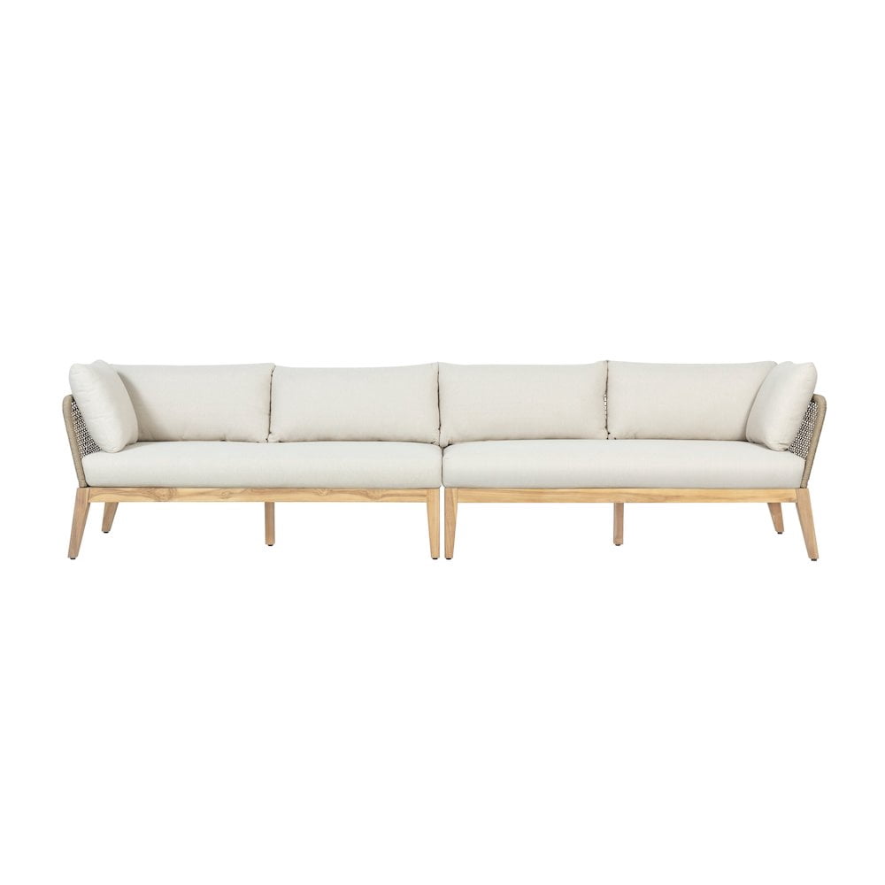 Cypress Teak Wood 128" Sofa with Beige Color Rope Design - Walmart.com