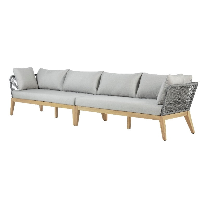 Cypress Teak Wood 128" Sofa with Gray Color Rope Design - Walmart.com