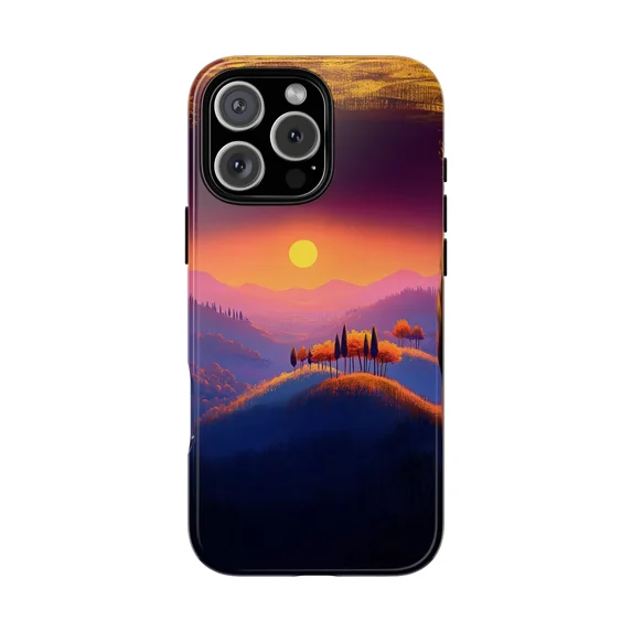 Cypress Trees Glowing Sunset Scene Case for iPhone 11-17 Pro Max ...