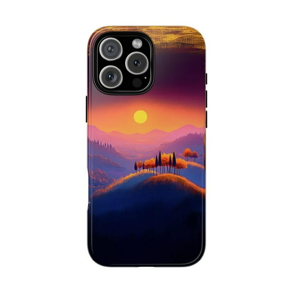 Cypress Trees on the Horizon with a Purple Sky Phone Case for iPhone 11 ...