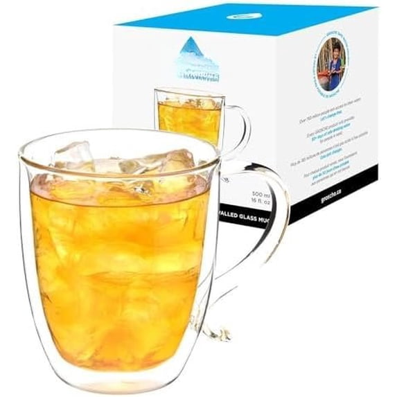 Cyprus 16 fl. oz Double-Wall Glass Mug | Espresso, Latte, & | Hot ...