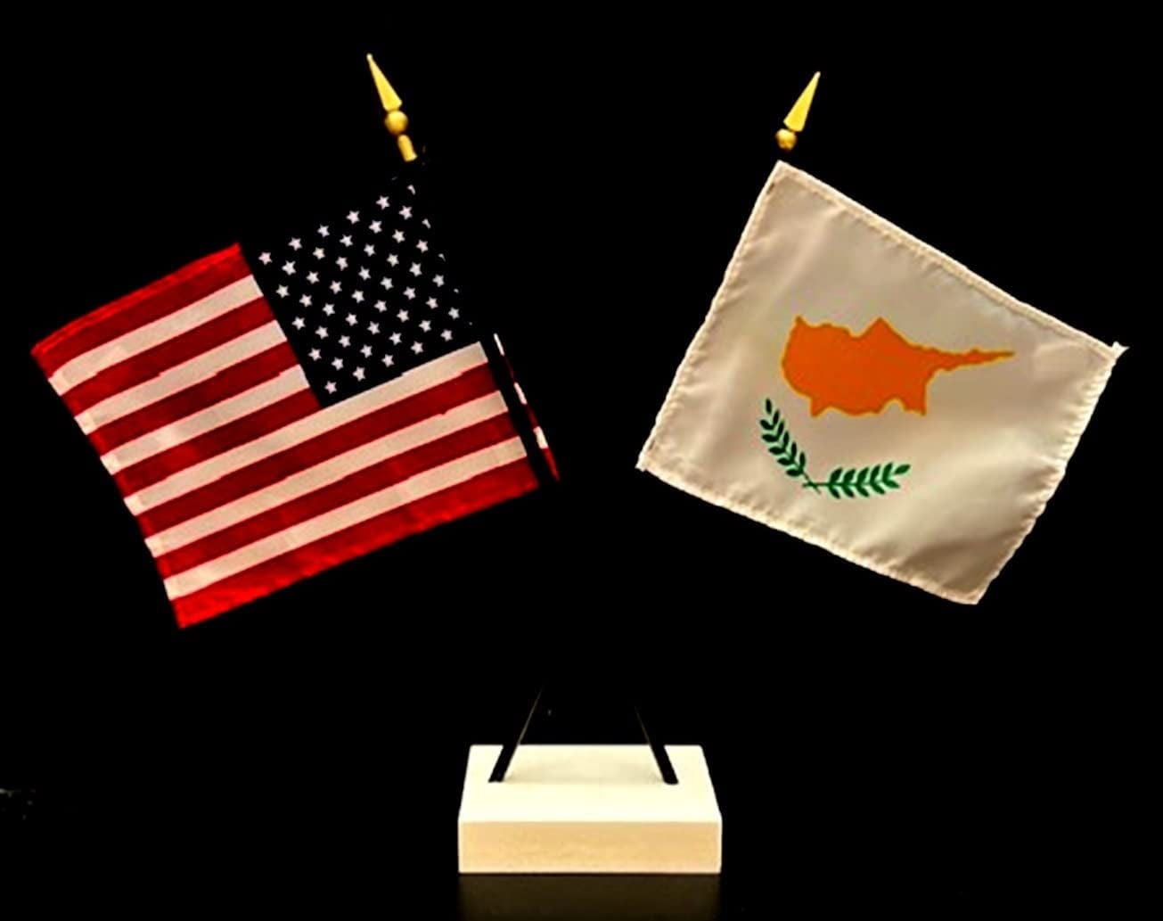 Cyprus Desk Flag Set; Contains One USA and One Country Flag with a ...