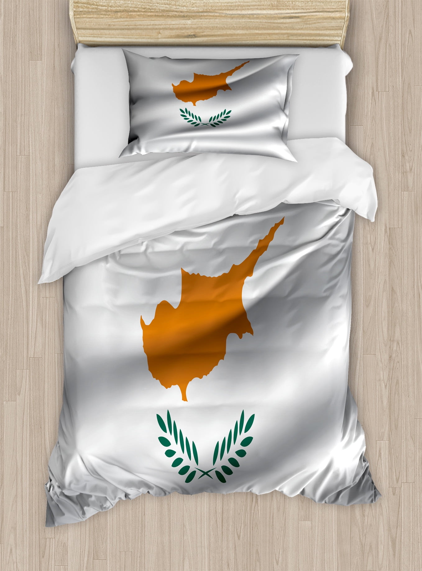 Cyprus Duvet Cover Set, Illustration of Waving Flag of Southern Cypriot ...