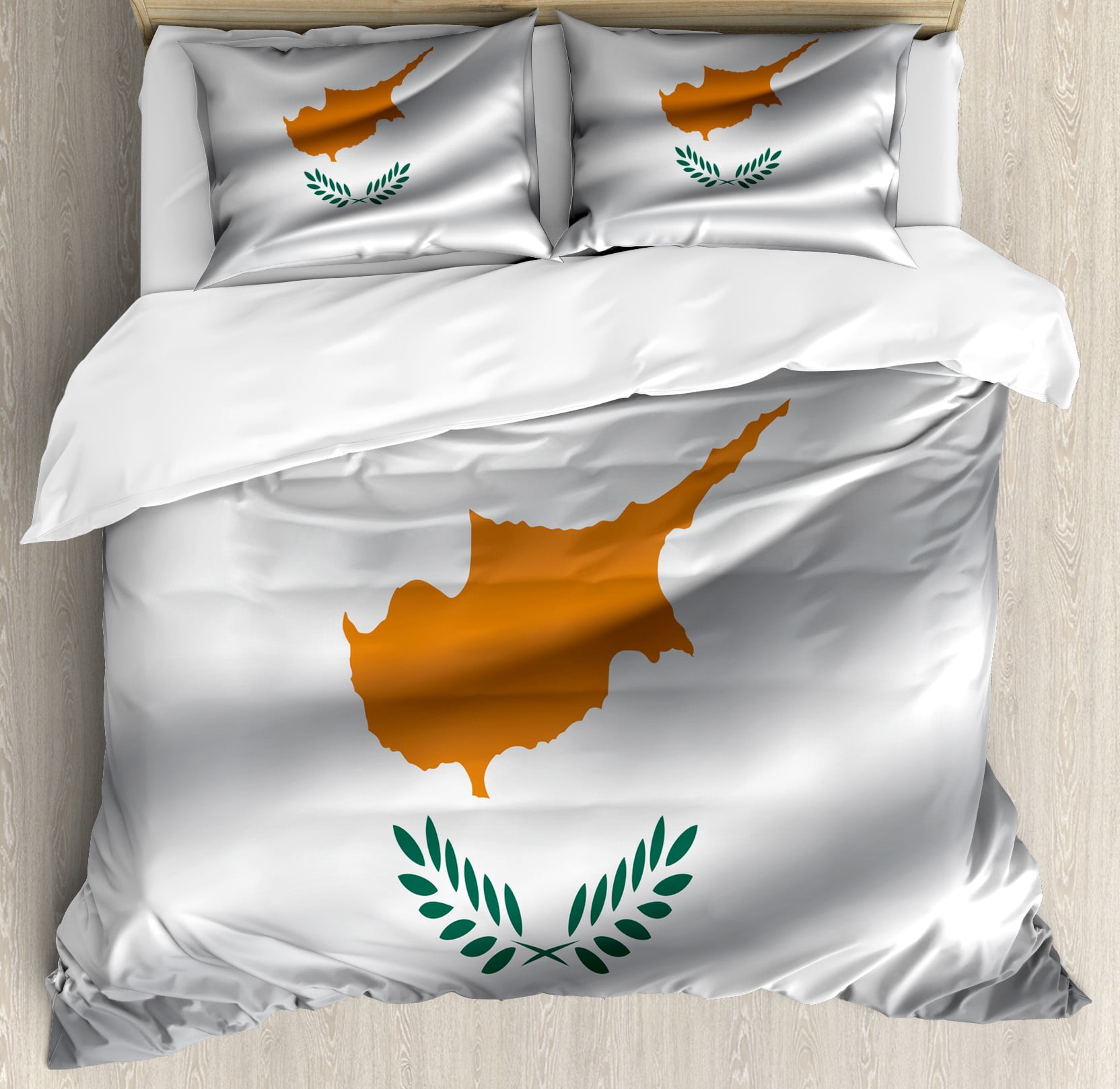 Cyprus Duvet Cover Set, Illustration of Waving Flag of Southern Cypriot ...