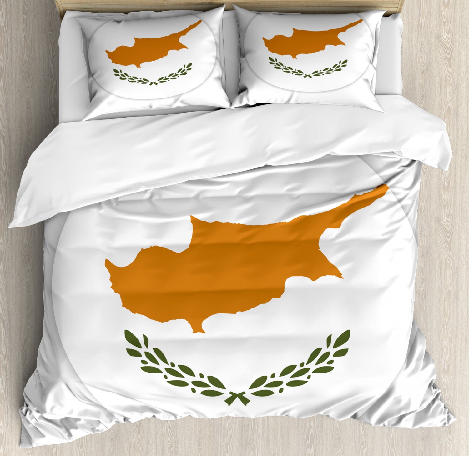 Cyprus Duvet Cover Set, Simple Illustration of Rounded Flag of Southern ...