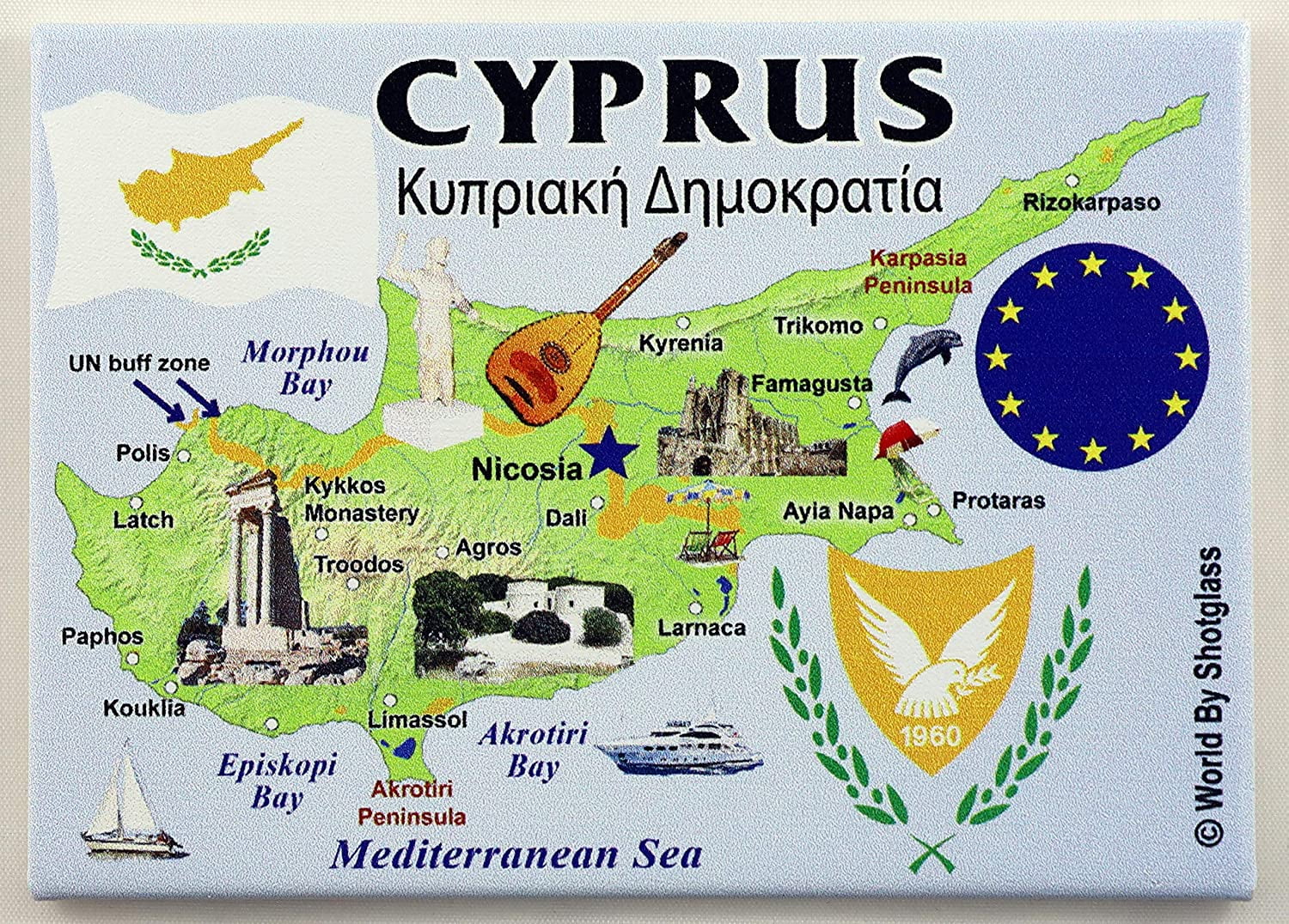 Cyprus EU Series Souvenir Fridge Magnet 2.5" X 3.5" - Walmart.com