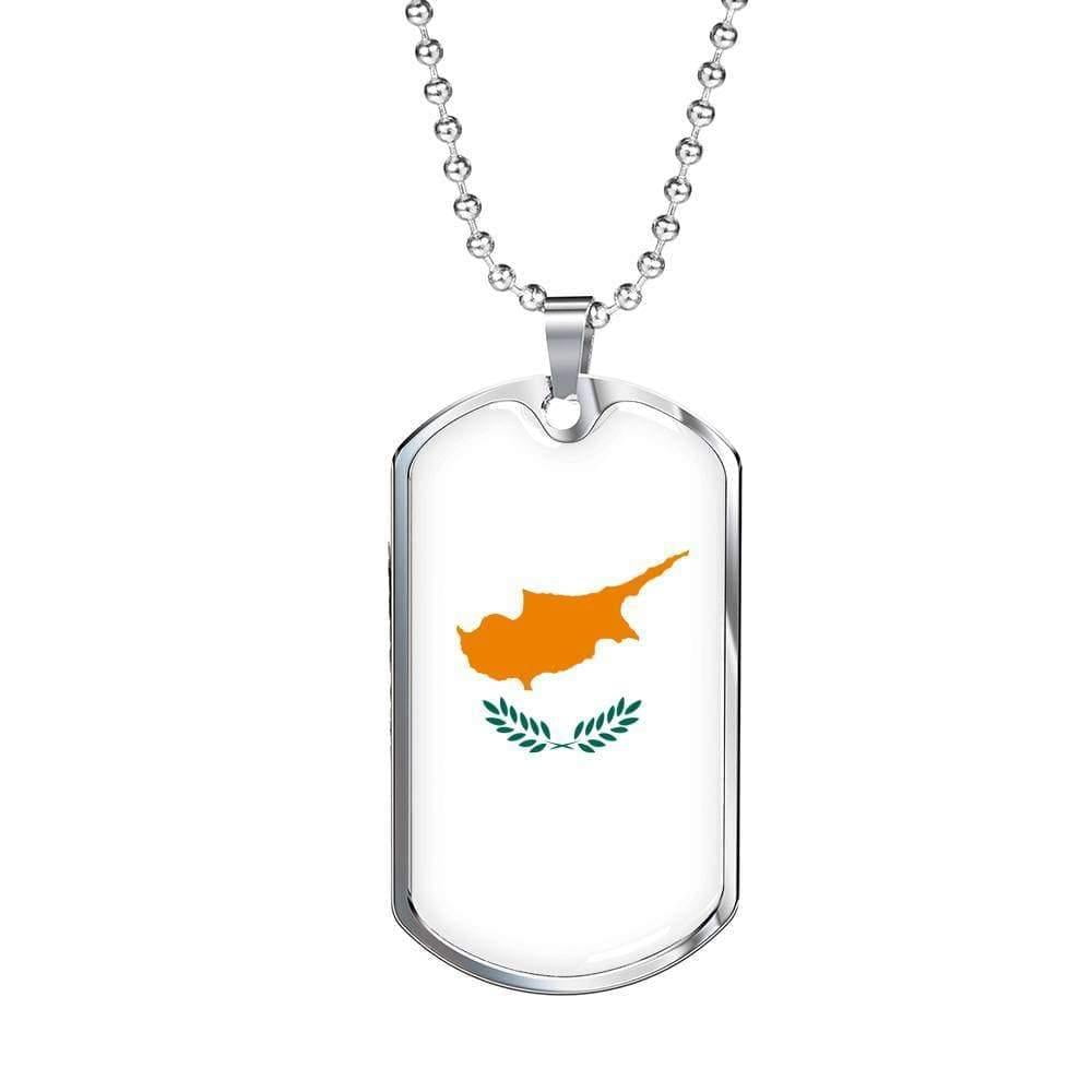 Cyprus Flag Necklace Stainless Steel or 18k Gold Dog Tag 24" - Walmart.com