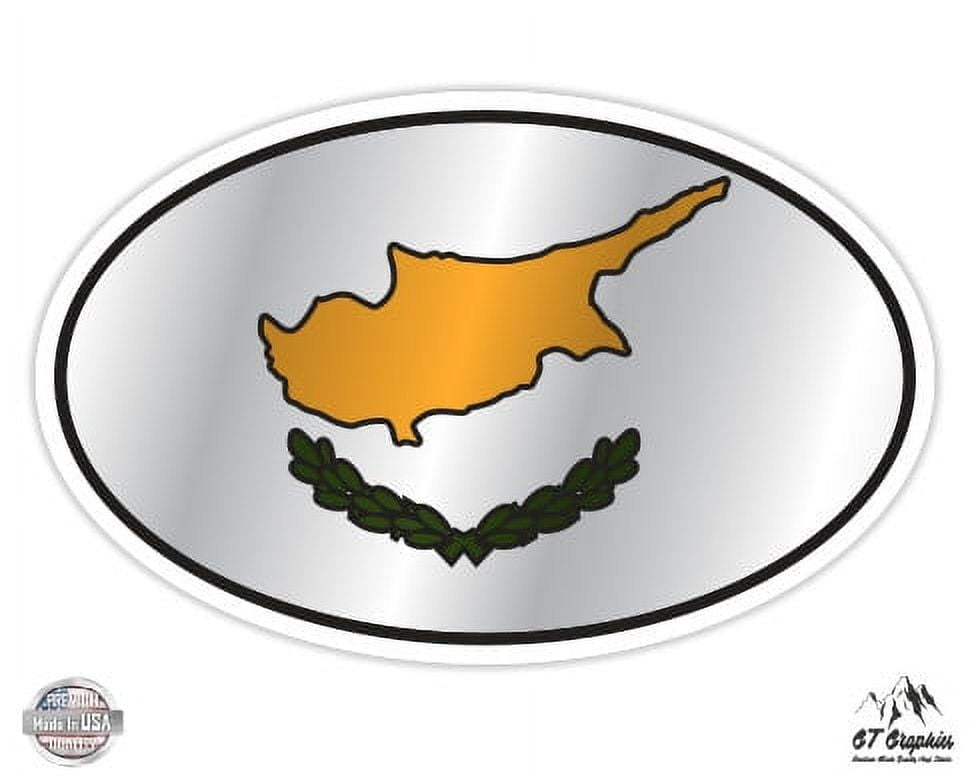Cyprus Flag Oval - 12" Vinyl Sticker Waterproof Decal - Walmart.com