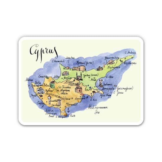 Cyprus Map - 12" Vinyl Sticker Waterproof Decal - Walmart.com