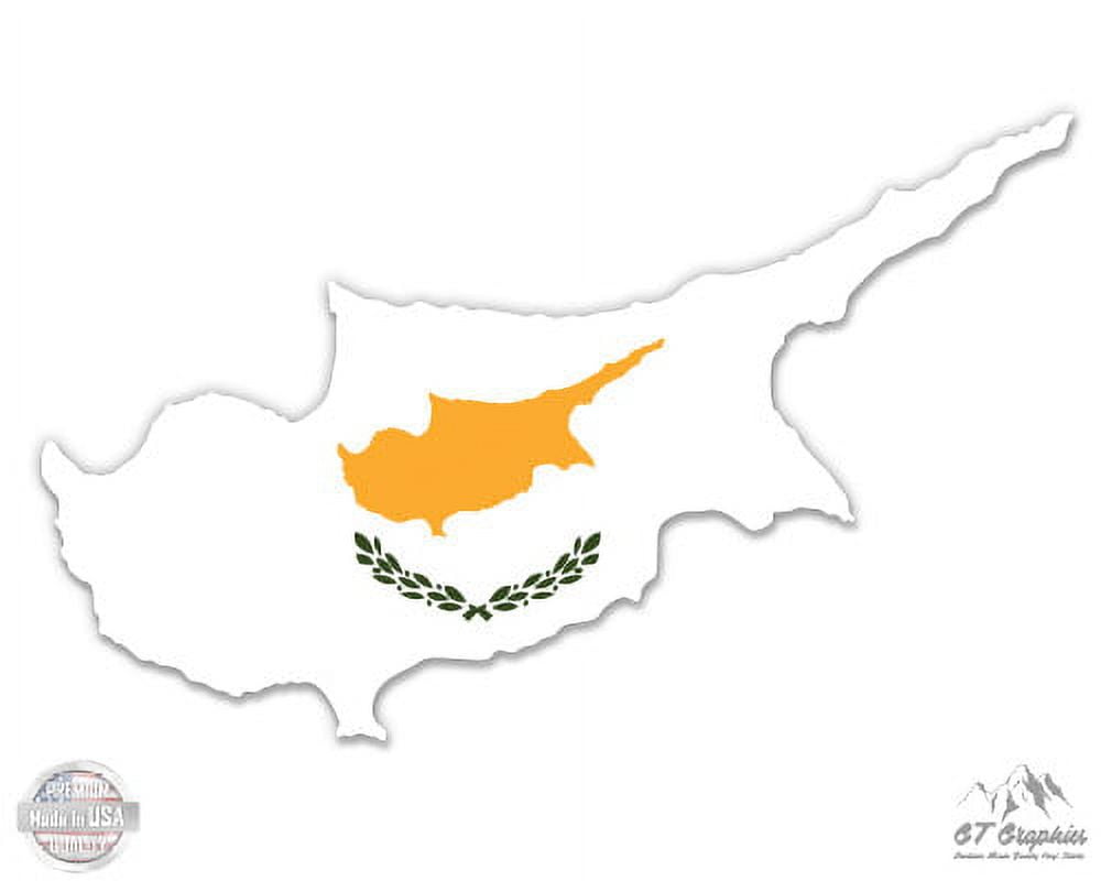 Cyprus Map Flag Country Shape - 5" Vinyl Sticker - For Car Laptop I-Pad ...