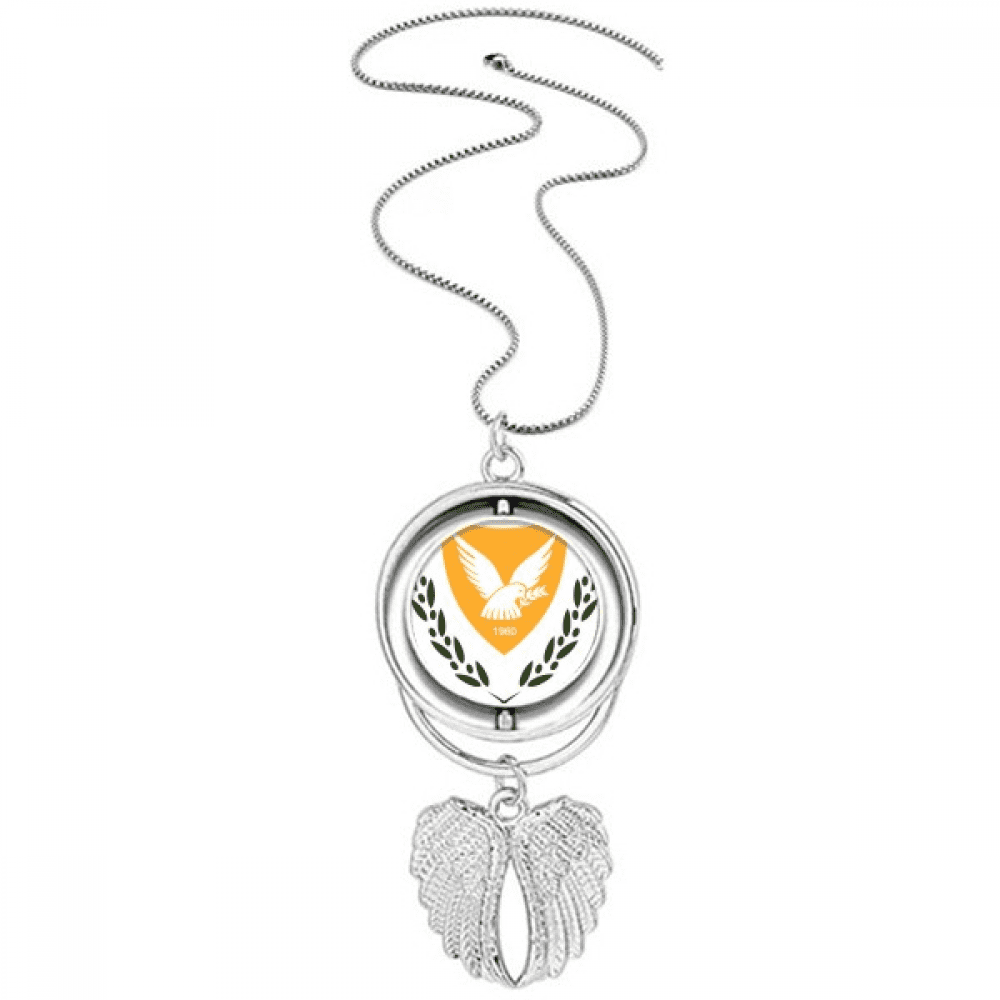 Cyprus National Emblem Country Pendant Angel Wings Rotating Necklace ...