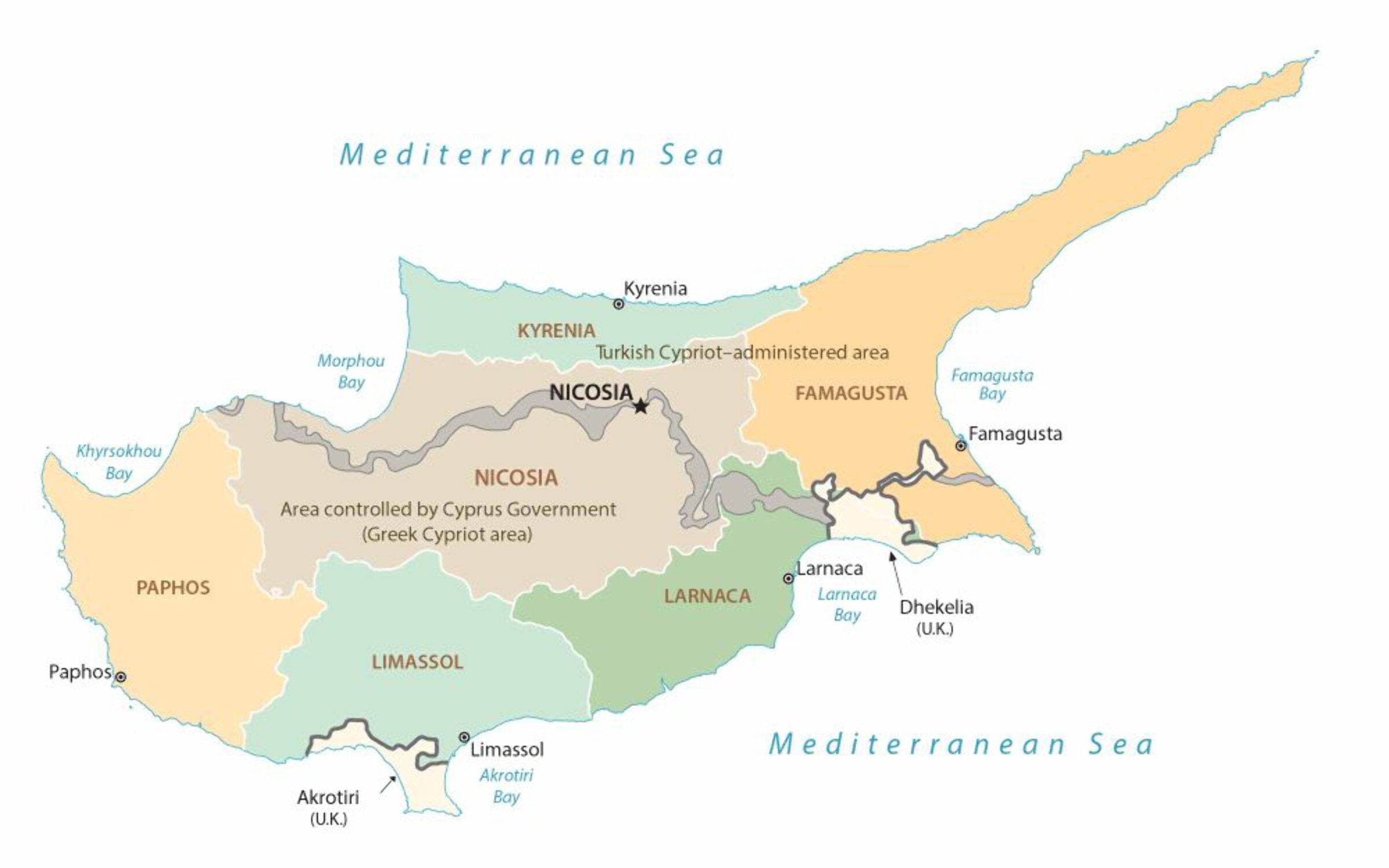 Cyprus Province Map GLOSSY POSTER PICTURE PHOTO PRINT BANNER ...